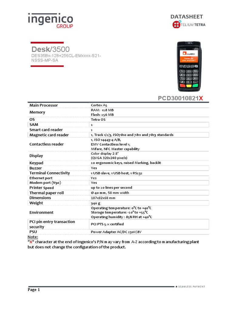 Ingenico Desk 3500 Admin Password Guide | PDF