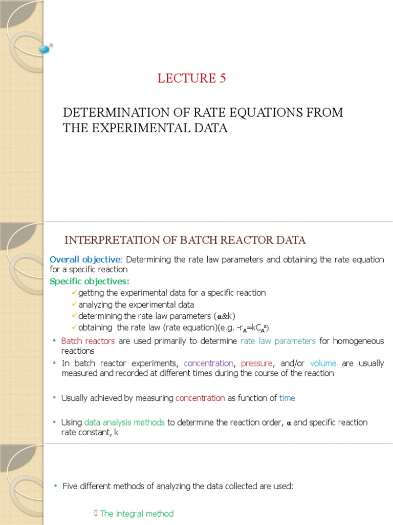 Determination of Rate Equations From The Experimental Data | PDF ...