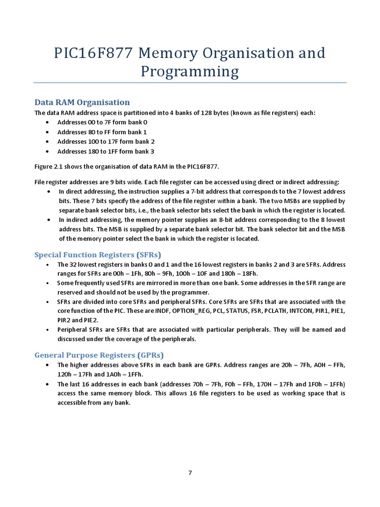 02 The PIC16F877 Memory Map and Programing | PDF | Control Flow | Assembly Language