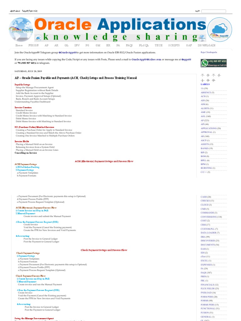 Oracle Applications - AP - Oracle Fusion Payable and Payments (ACH ...