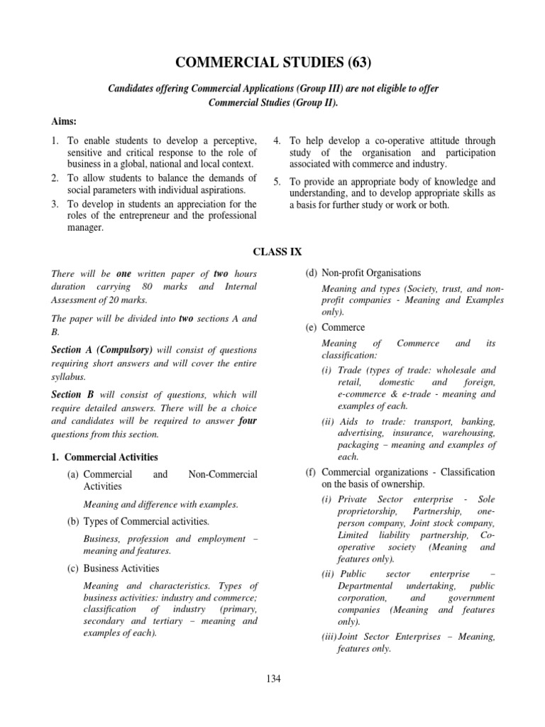 ICSE Commercial Studies | PDF | Business | Debits And Credits