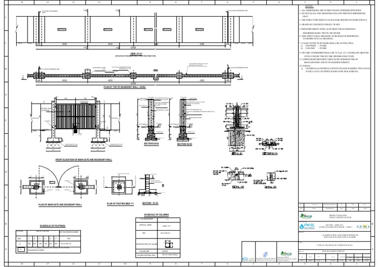 Typical Drawing of Compound Wall | PDF | Wall | Brick