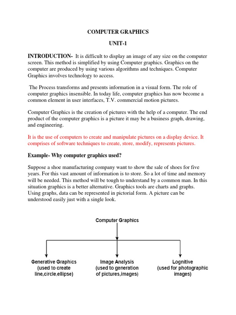 Computer Graphics UNIT-1 INTRODUCTION-It Is Difficult To Display An ...