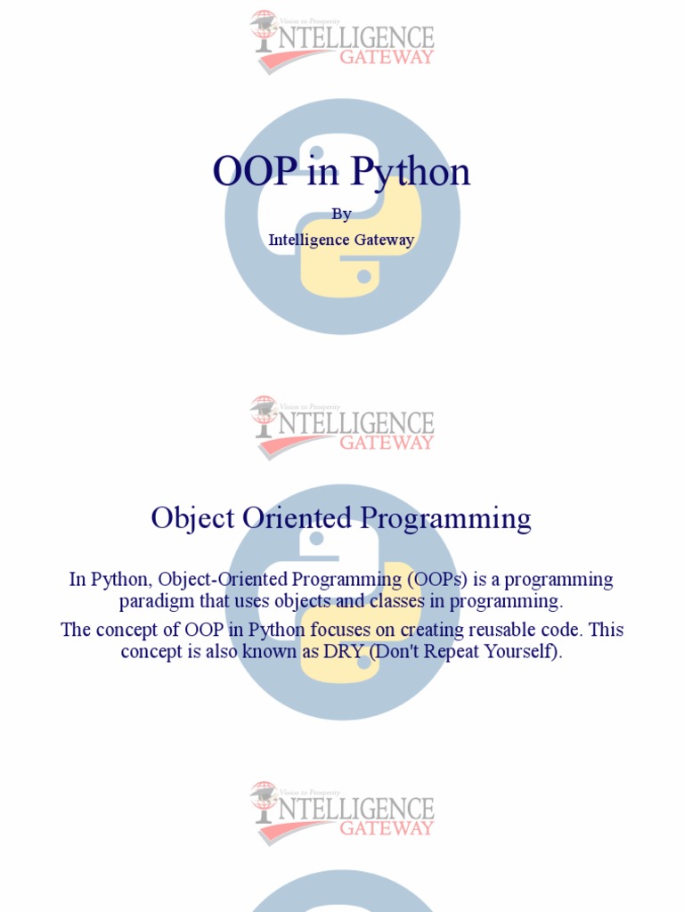 OOP in Python: by Intelligence Gateway | PDF