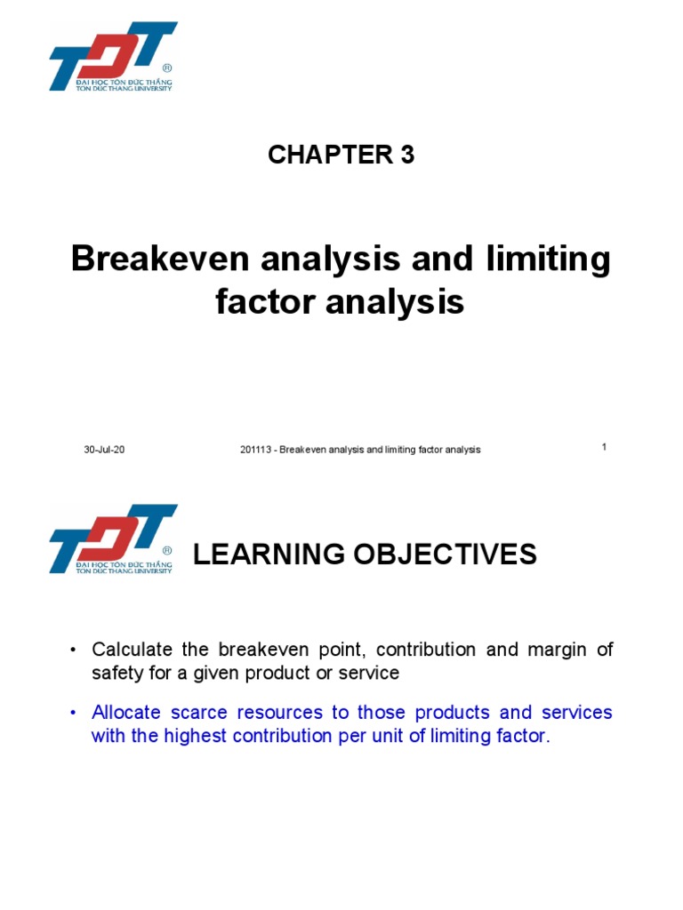 Chapter 3 - Breakeven Analysis and Limiting Factor Analysis | PDF