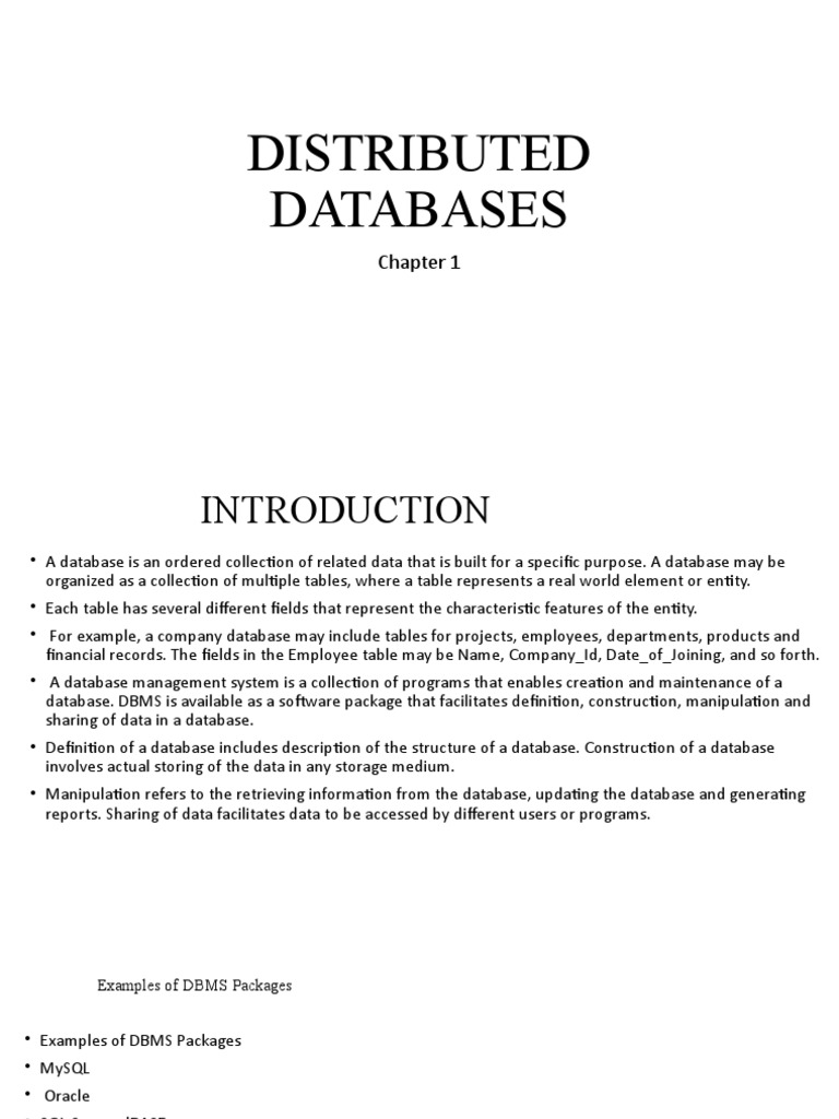 Overview of Distributed Databases | PDF | Databases | Replication (Computing)