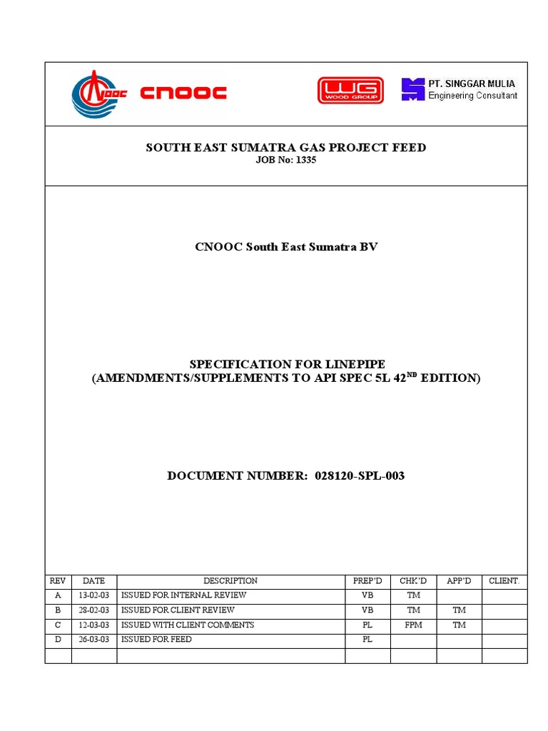 Linepipe Specification Summary | PDF | Pipe (Fluid Conveyance ...