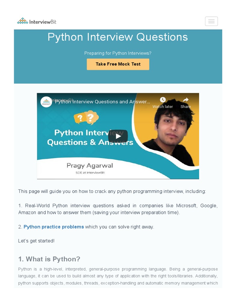 WWW Interviewbit Com Python Interview Questions | PDF | Scope (Computer ...