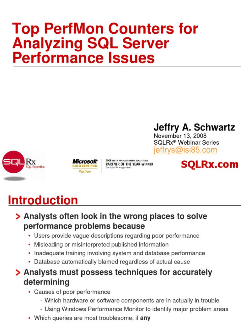 Top Perfmon Counters For Analyzing SQL Server Performance Issues | PDF | Microsoft Sql Server ...