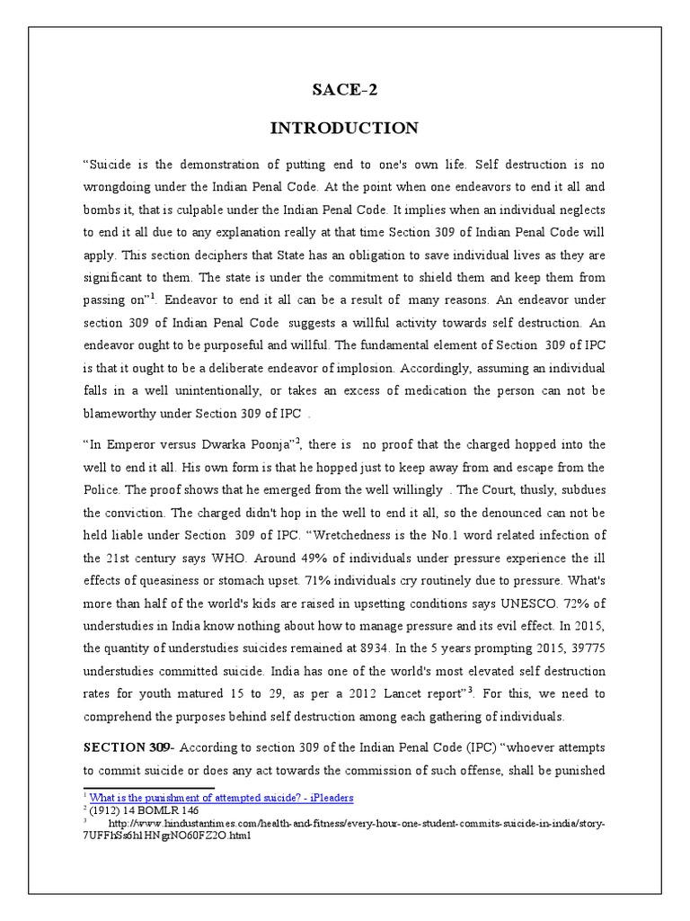 SACE-2: SECTION 309-According To Section 309 of The Indian Penal Code ...