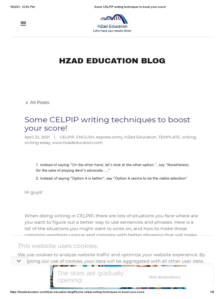 Some CELPIP Writing Techniques To Boost Your Score! | PDF | Http Cookie ...