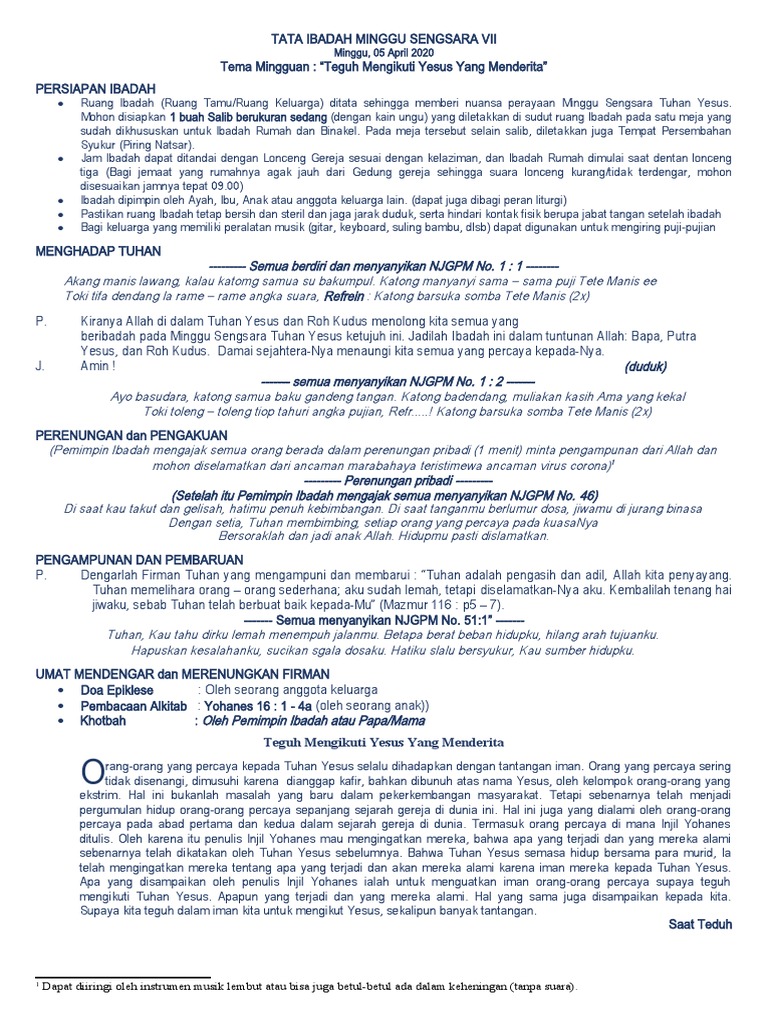 Tata Ibadah Minggu Sengsara Vii | PDF
