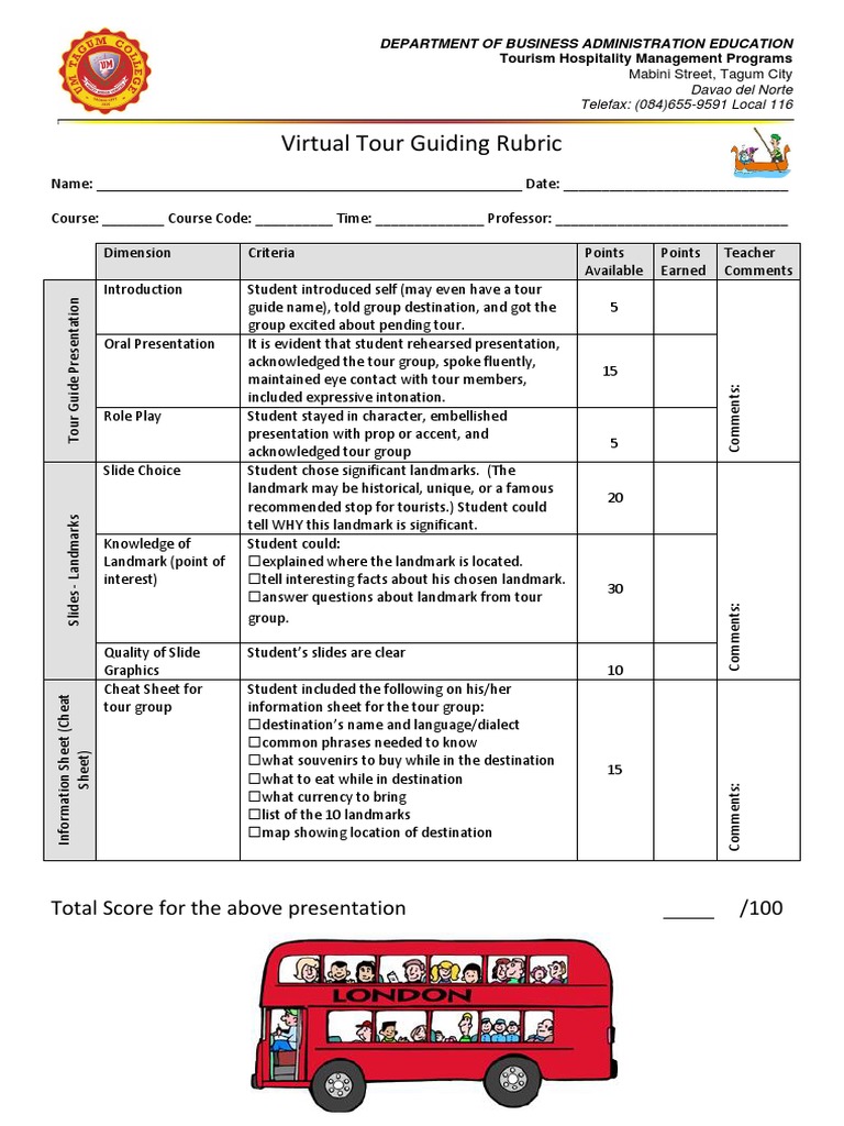 Virtual Tour Guiding Assessment Rubric | PDF | Cognition | Rubric ...