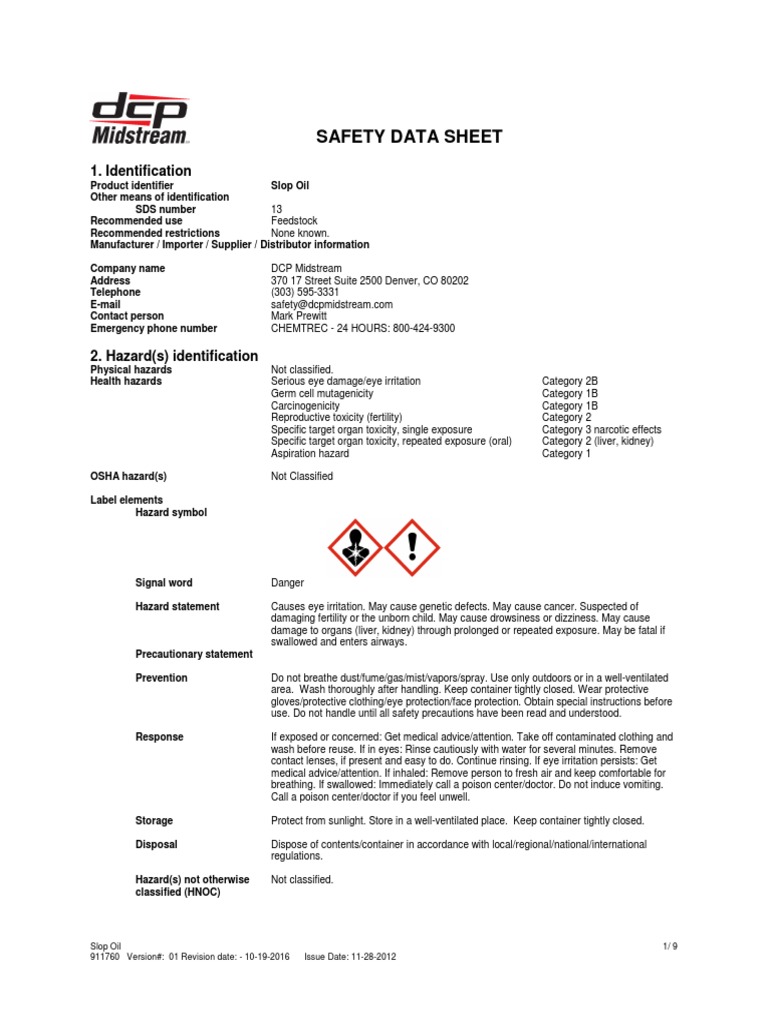 Safety Data Sheet: 1. Identification | PDF | Toxicity | Firefighting