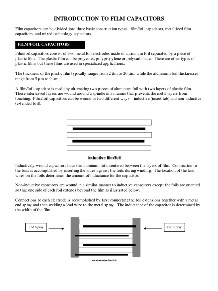 Overview of Film/Foil Capacitors | PDF | Capacitor | Electromagnetism