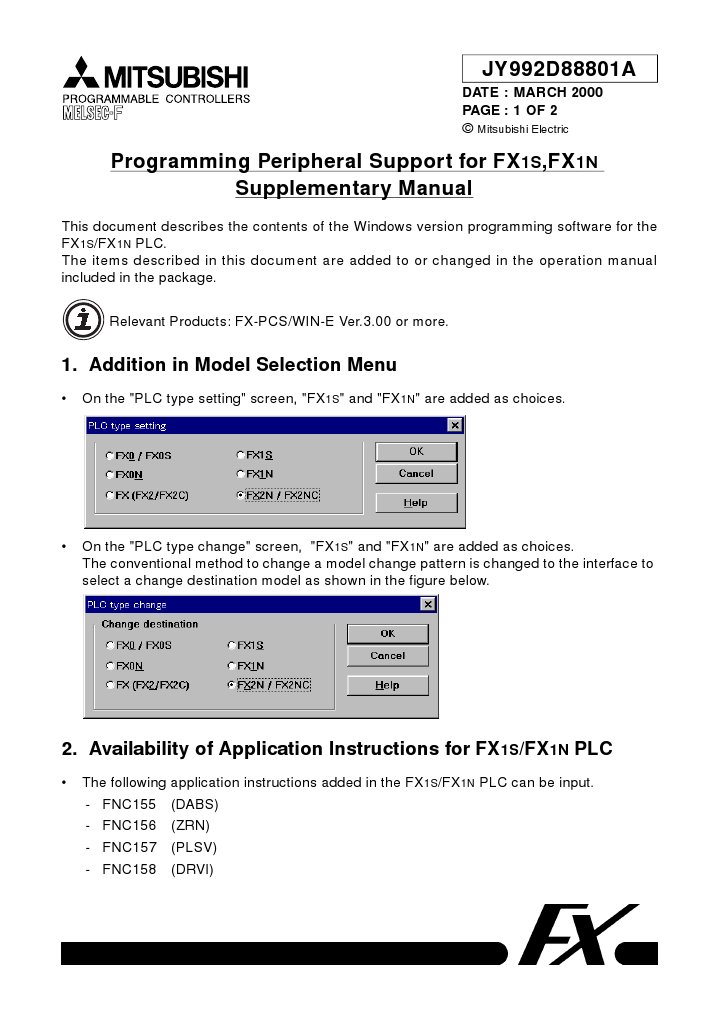 Fx1n Peripheral Support | PDF