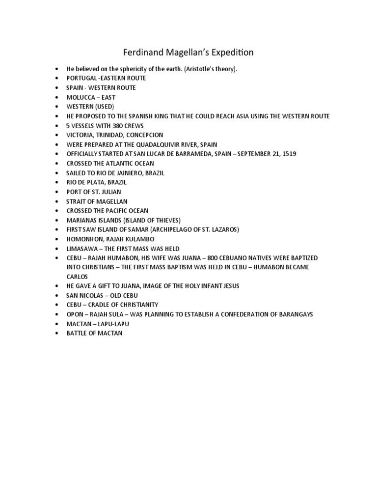 Notes On Ferdinand Magellan's Expidition | PDF