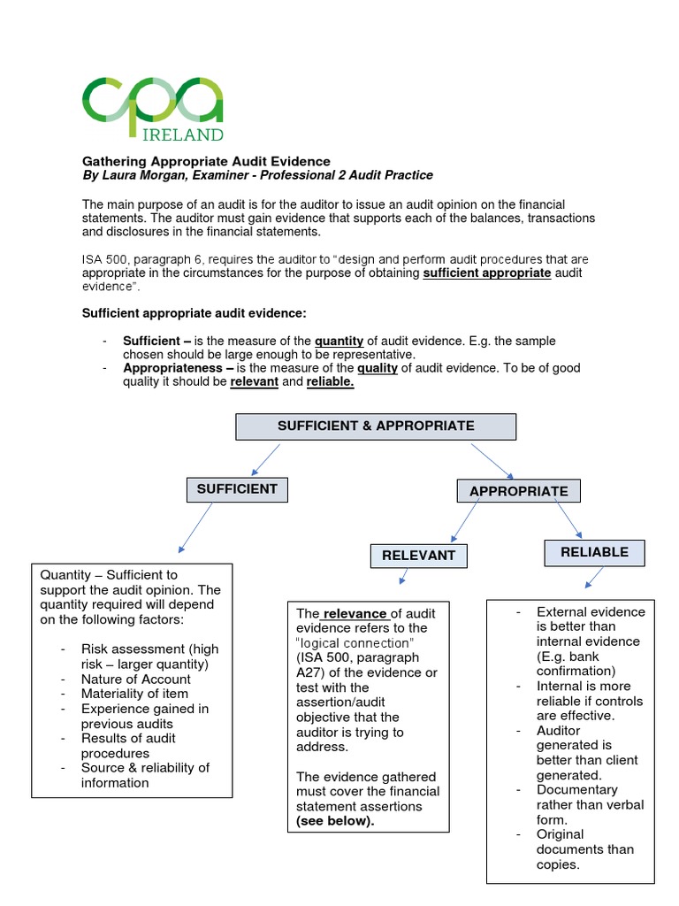 Gathering Appropriate Audit Evidence: by Laura Morgan, Examiner ...