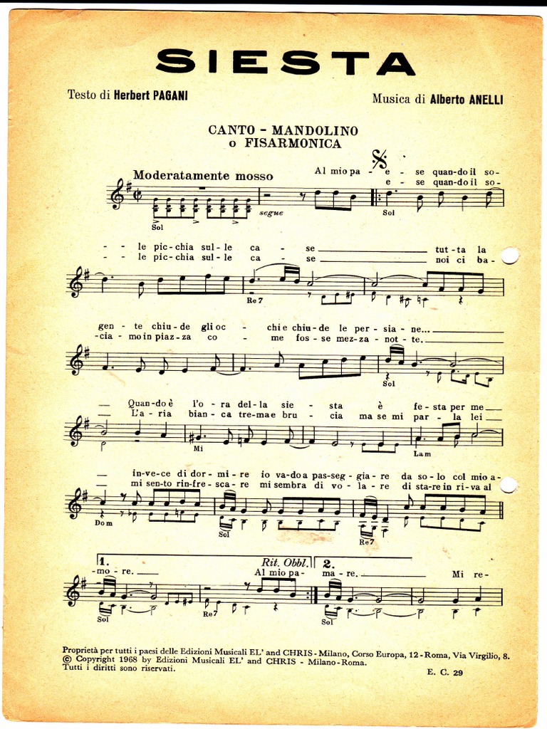 Siesta (Bobby Solo) | PDF