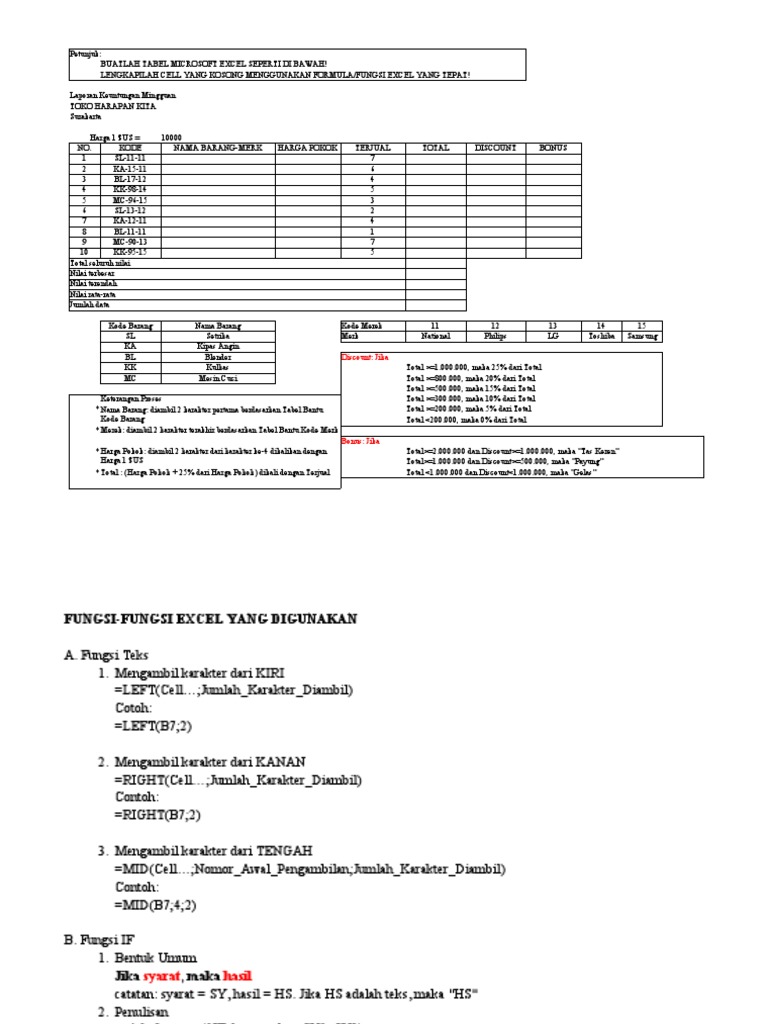 Ujian Praktik Excel | PDF