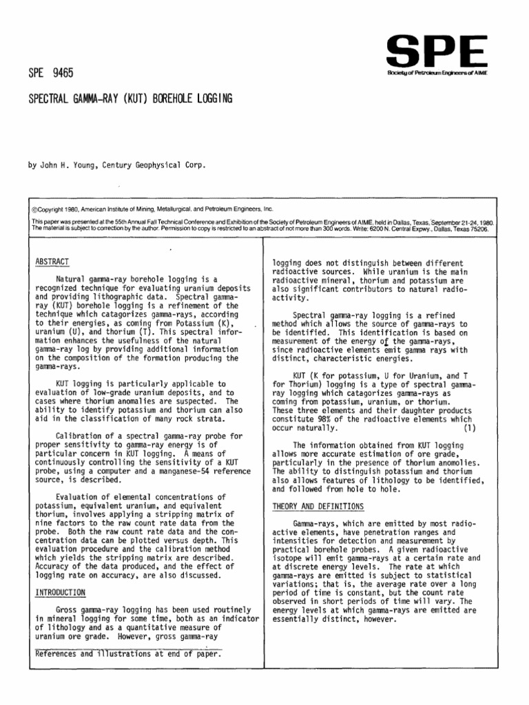 Spectral Gamma-Ray (KUT) Borehole Logging | PDF | Gamma Ray ...