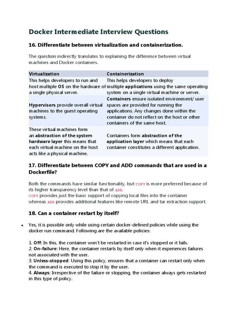 Docker Intermediate Interview Questions: 16. Differentiate Between ...