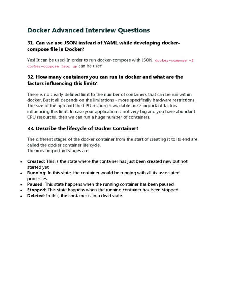 Docker Advanced Interview Questions: 31. Can We Use JSON Instead of ... Docker Advanced Interview Questions: 31. Can We Use JSON Instead of ...