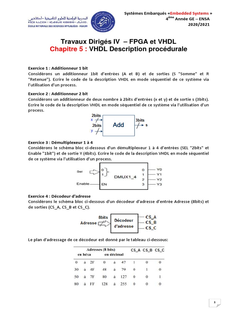 TD4 - 2021 | Descargar gratis PDF | VHDL | Informatique