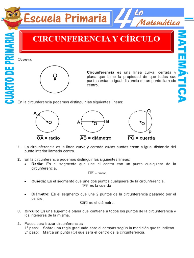 Circunferencia y Circulo para Cuarto de Primaria | PDF | Circulo ...
