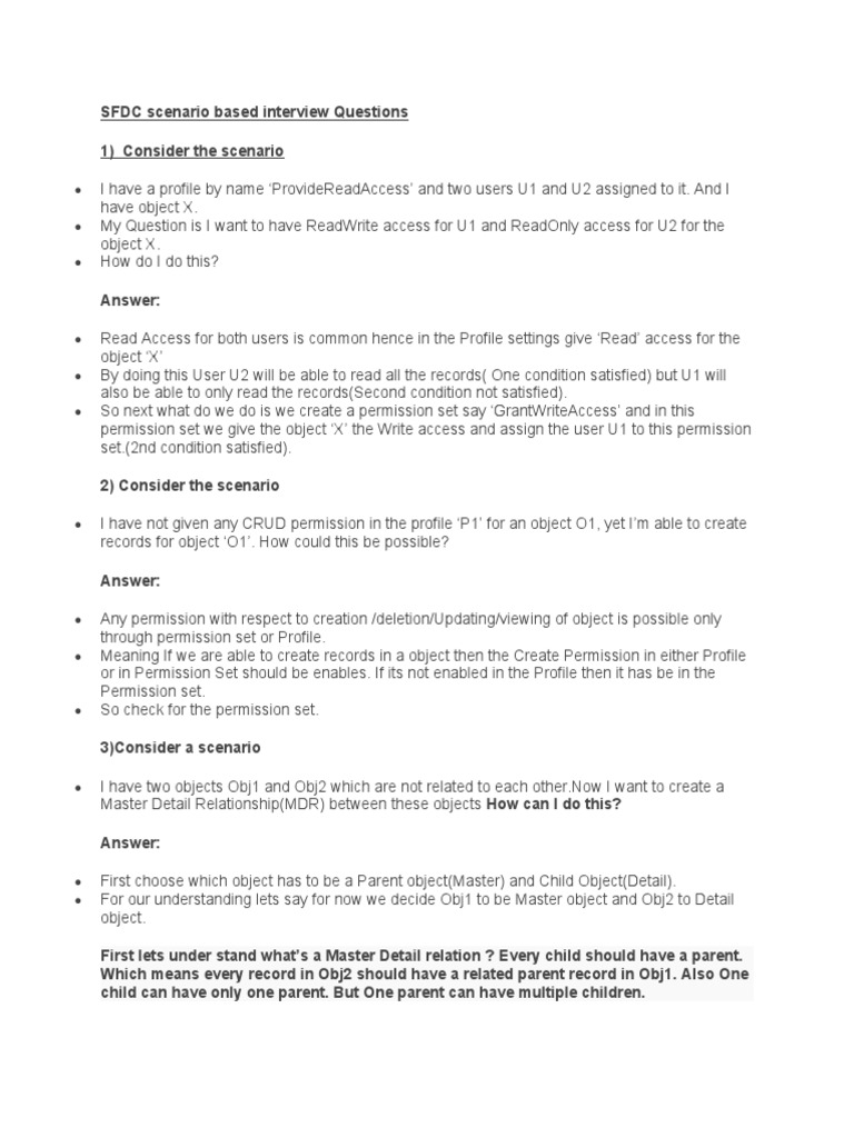 SFDC Interview Scenarios & Solutions | PDF | Database Transaction | Parameter (Computer Programming)