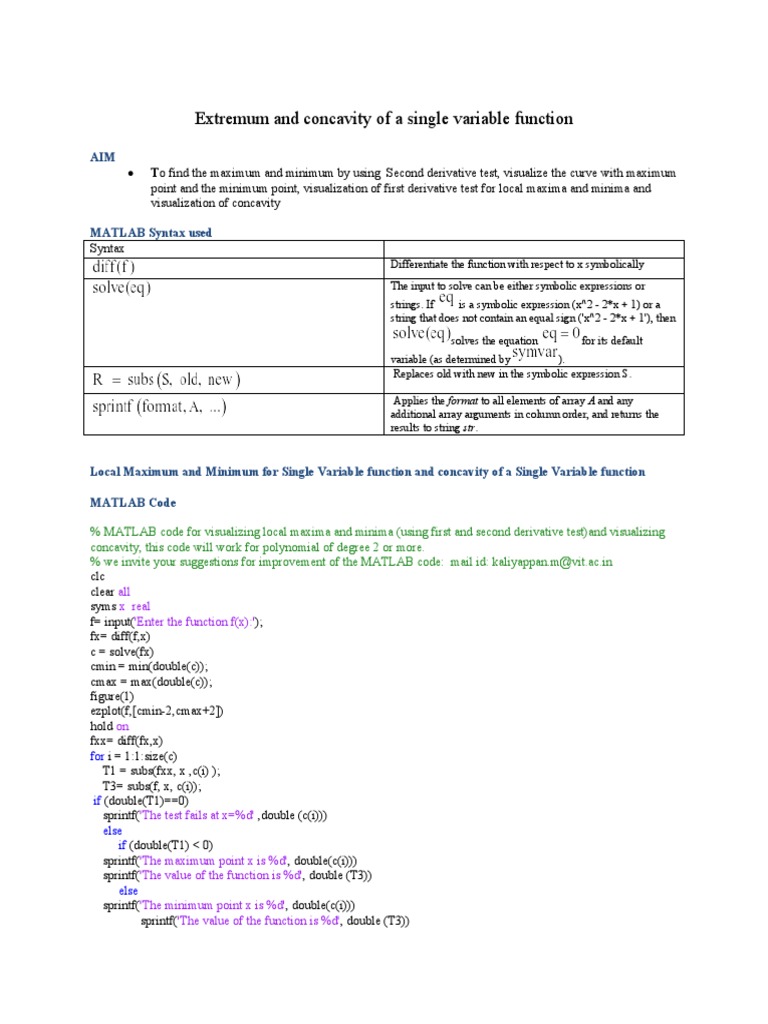 Extremum and Concavity of A Single Variable Function | Download grátis PDF | Maxima And Minima ...