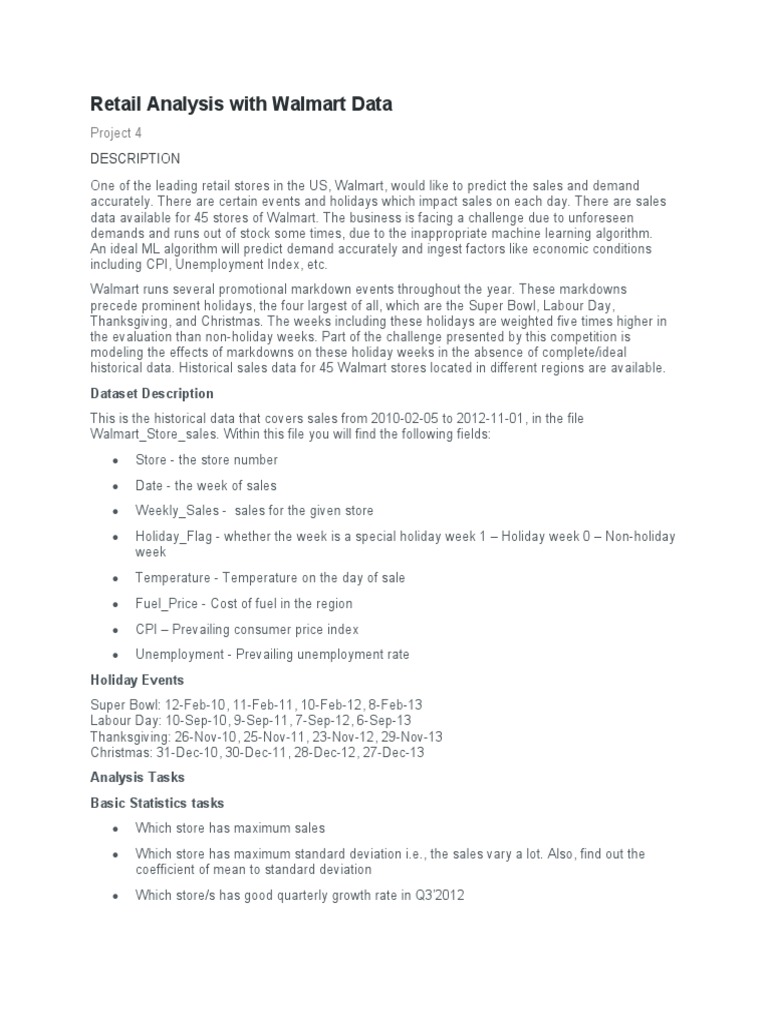 Walmart Sales Forecasting Analysis | PDF | Consumer Price Index | Walmart