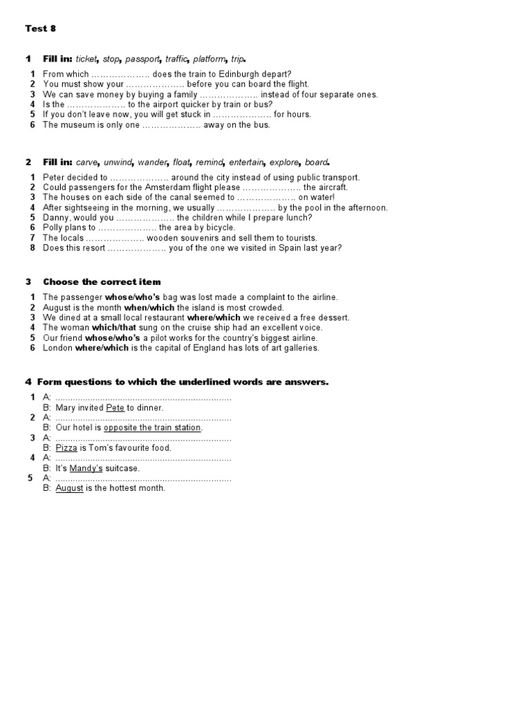 Travel Vocabulary and Grammar Exercises | PDF | Poetry | General Fiction