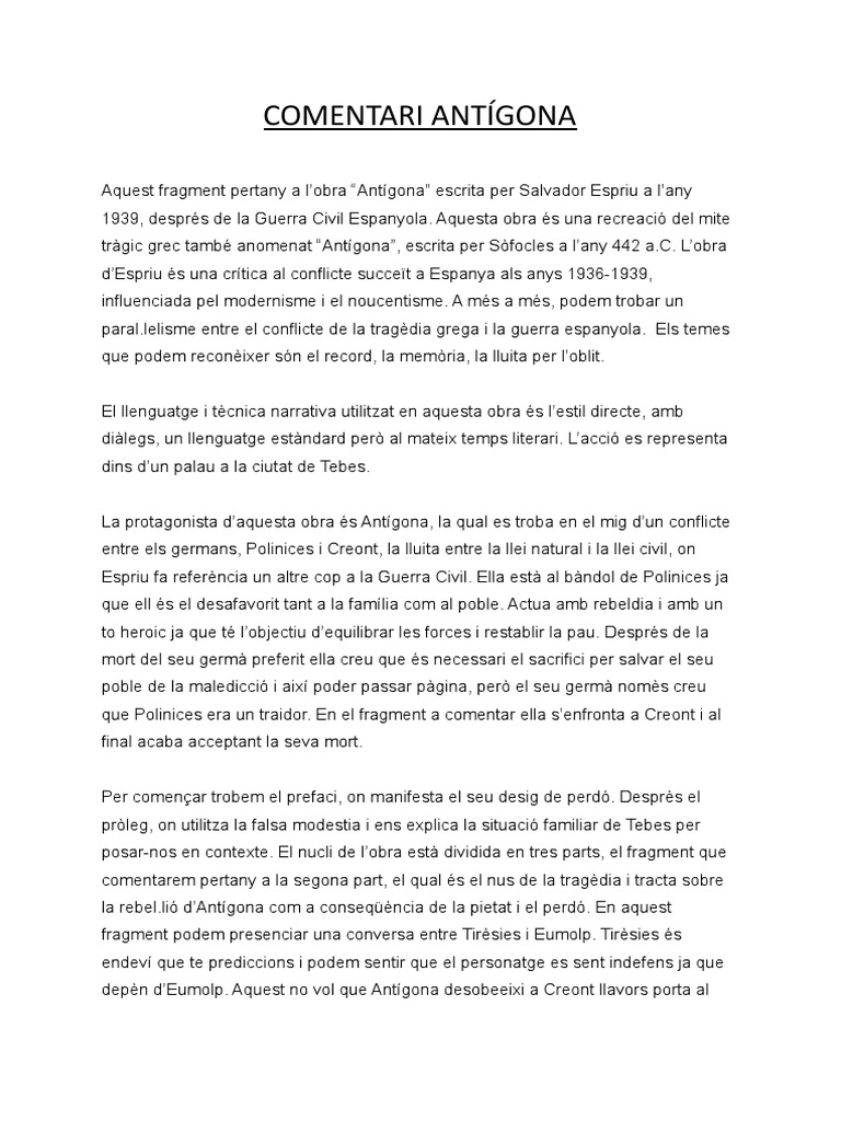 Alyson Berrios - COMENTARI ANTÍGONA | PDF