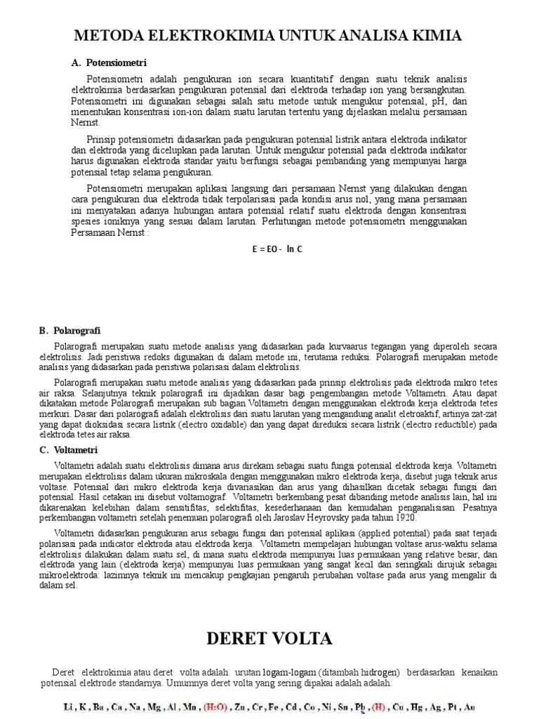 Bahan Ajar Elektrokimia | PDF