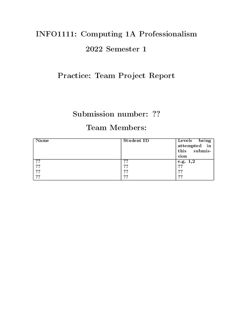 INFO1111 Group Project Template | PDF
