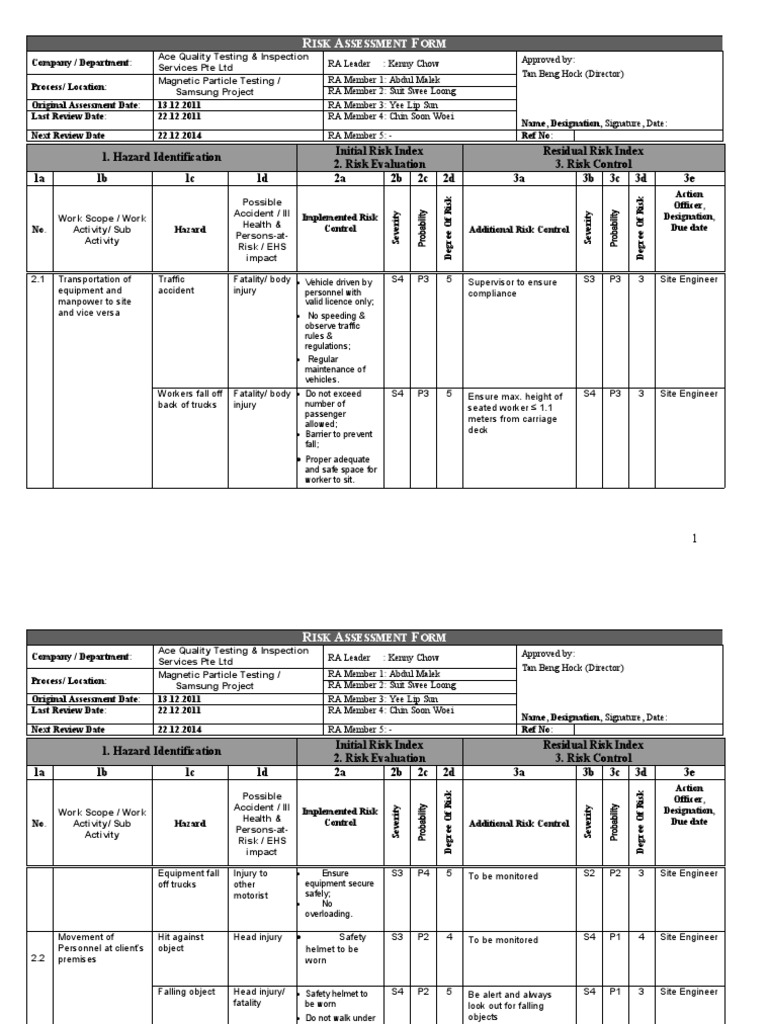 Risk Assessment For NDT | PDF | Risk | Hazards