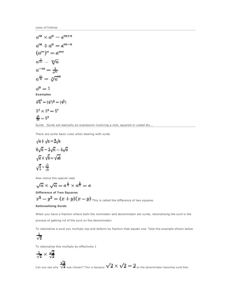 Math Extension Exam Cheat Sheet | PDF | Fraction (Mathematics) | Arithmetic