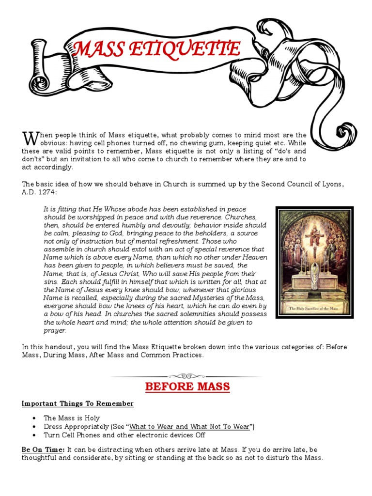 Mass Etiquette | PDF | Eucharist | Christian Worship And Liturgy