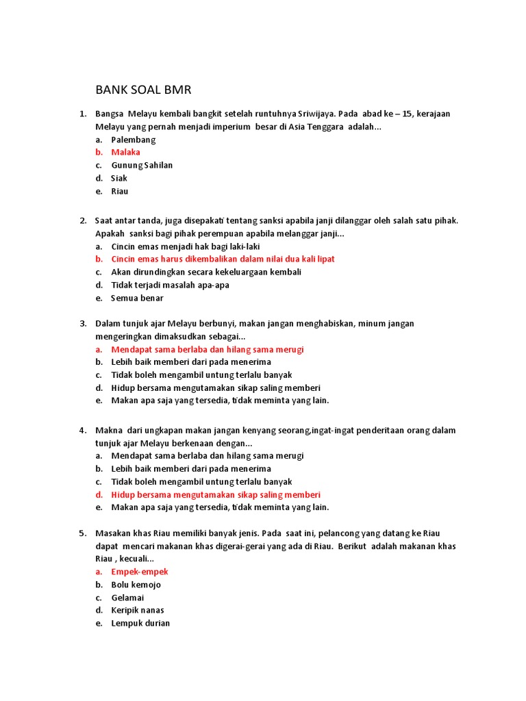 Bank Soal BMR | PDF