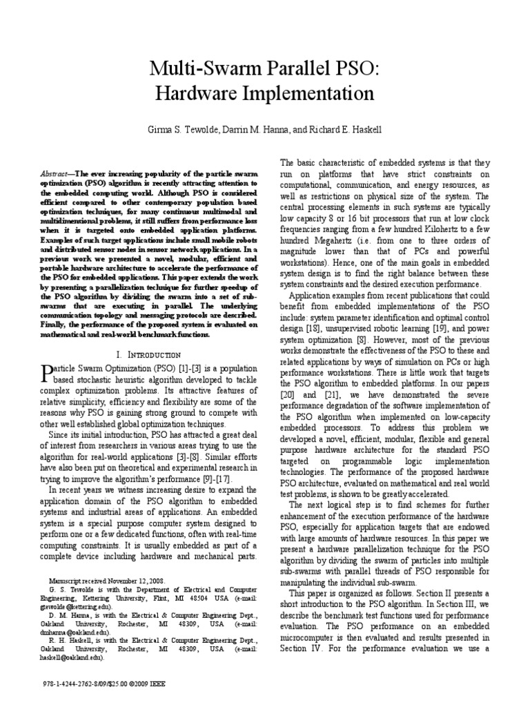 Multi-Swarm Parallel PSO | PDF | Parallel Computing | Computer Engineering
