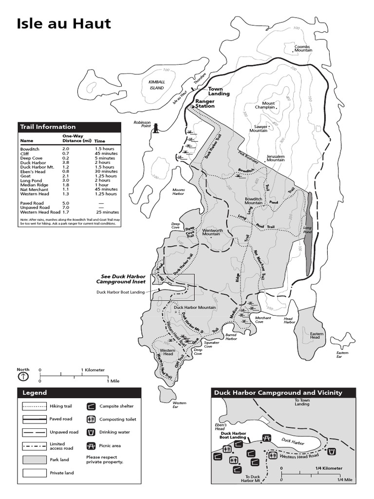 Acadia Isle Au Haut Trail Map | Download Free PDF | Recreation | Hobbies