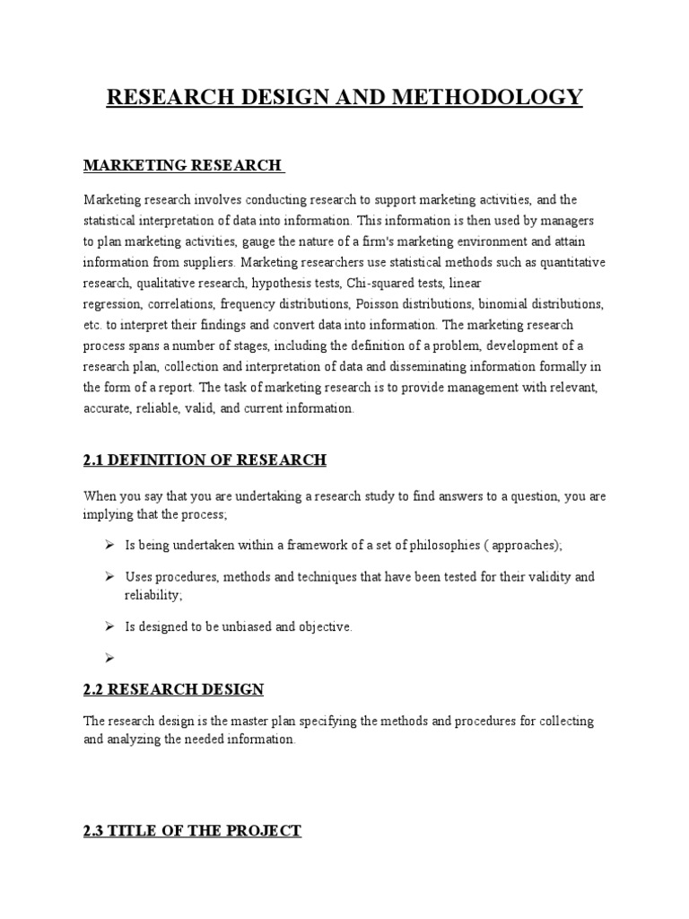 Research Design and Methodology | PDF | Marketing Research | Research ...