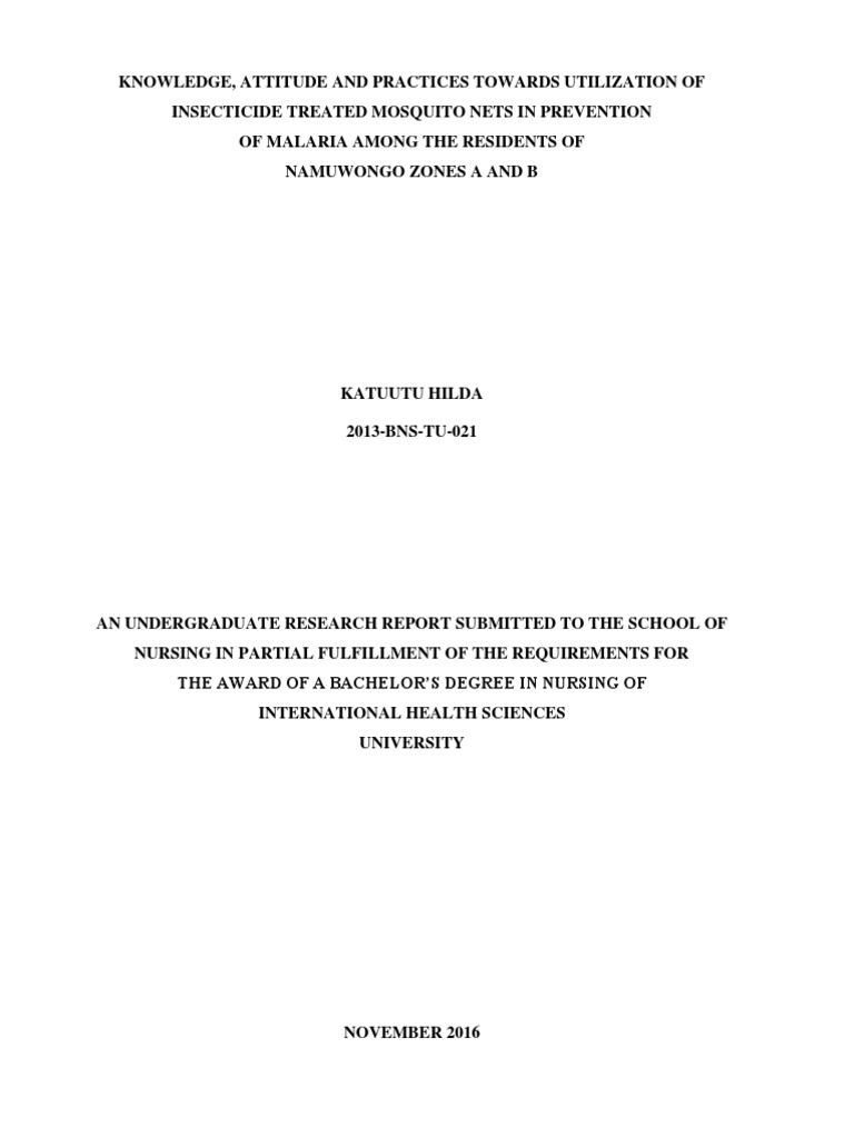 Katuutu Hilda | PDF | Malaria | Mosquito Net