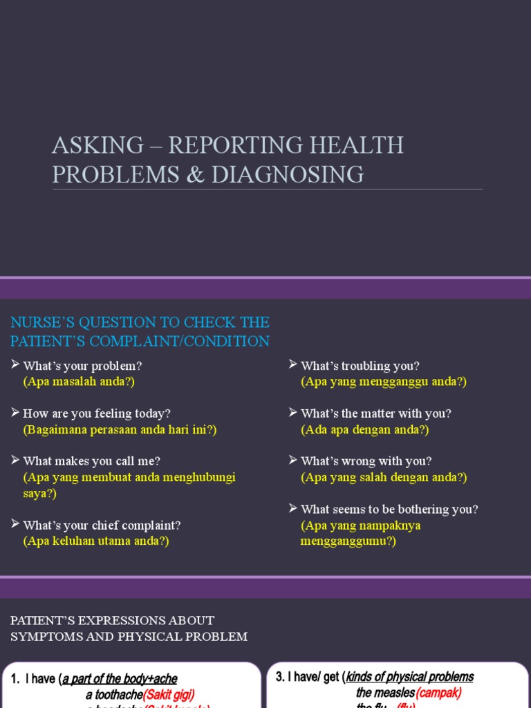 Asking - Reporting Health Problems and Diagnosing. | PDF | Constipation ...