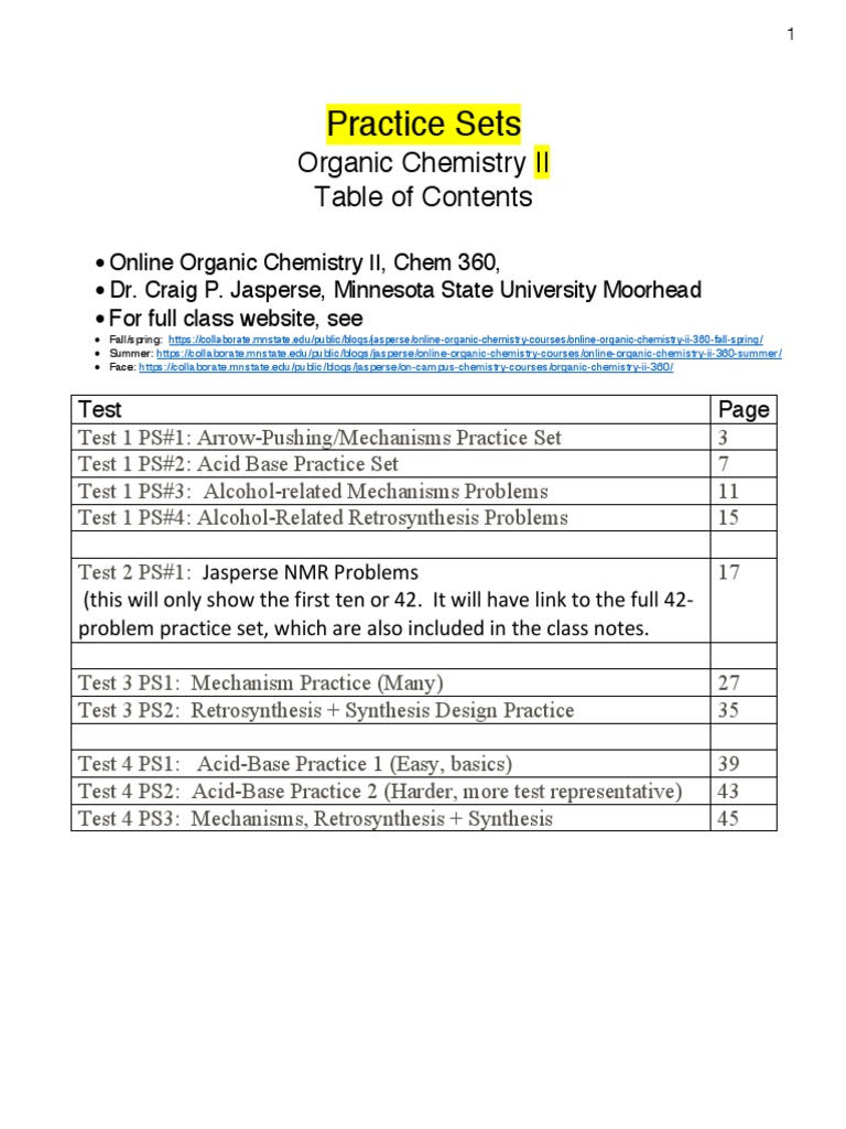 Practice Sets All Organic Chemistry 2 | PDF