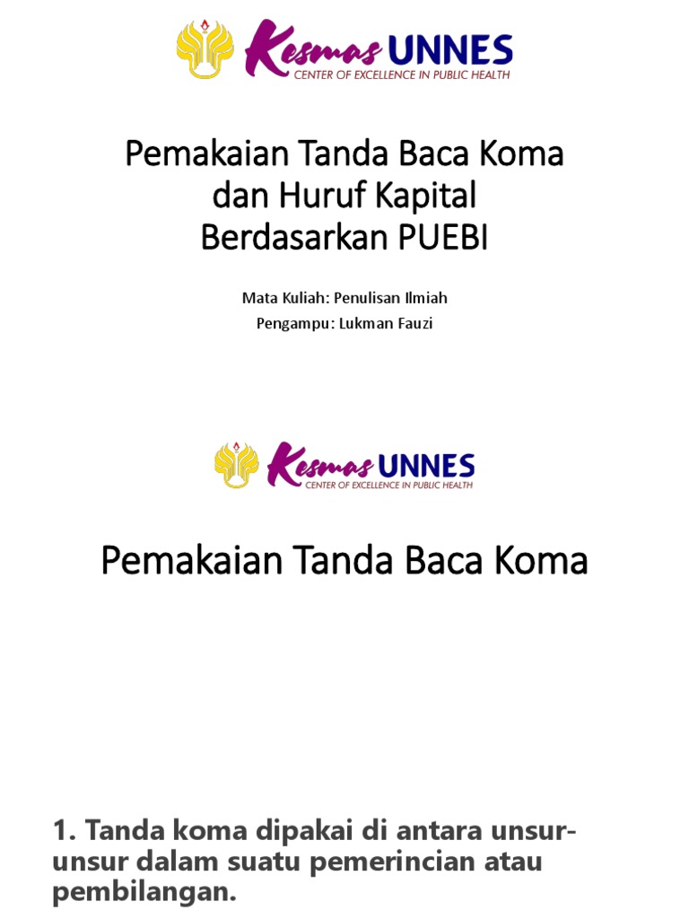 Pemakaian Tanda Baca Koma Dan Huruf Kapital | PDF