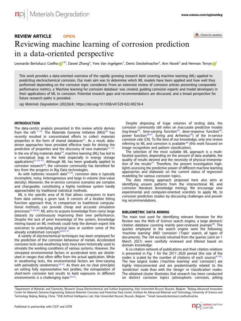 Reviewing Machine Learning of Corrosion Prediction | PDF | Machine ...
