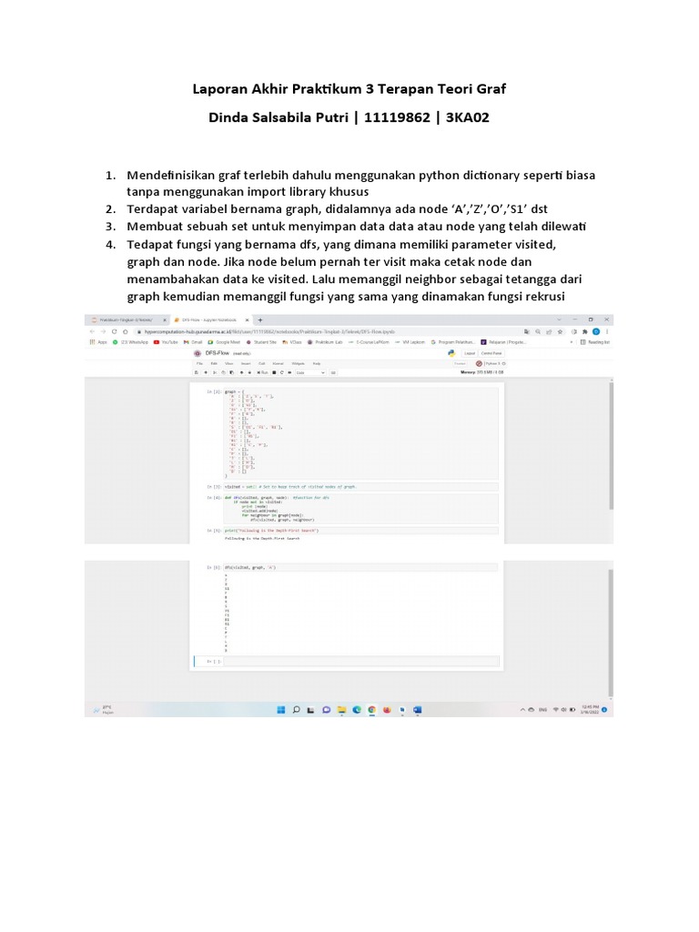Lap. Akhir Prak. 3 Terapan Teori Graf DindaSalsabilaPutri - 11119862 - 3KA02 | PDF