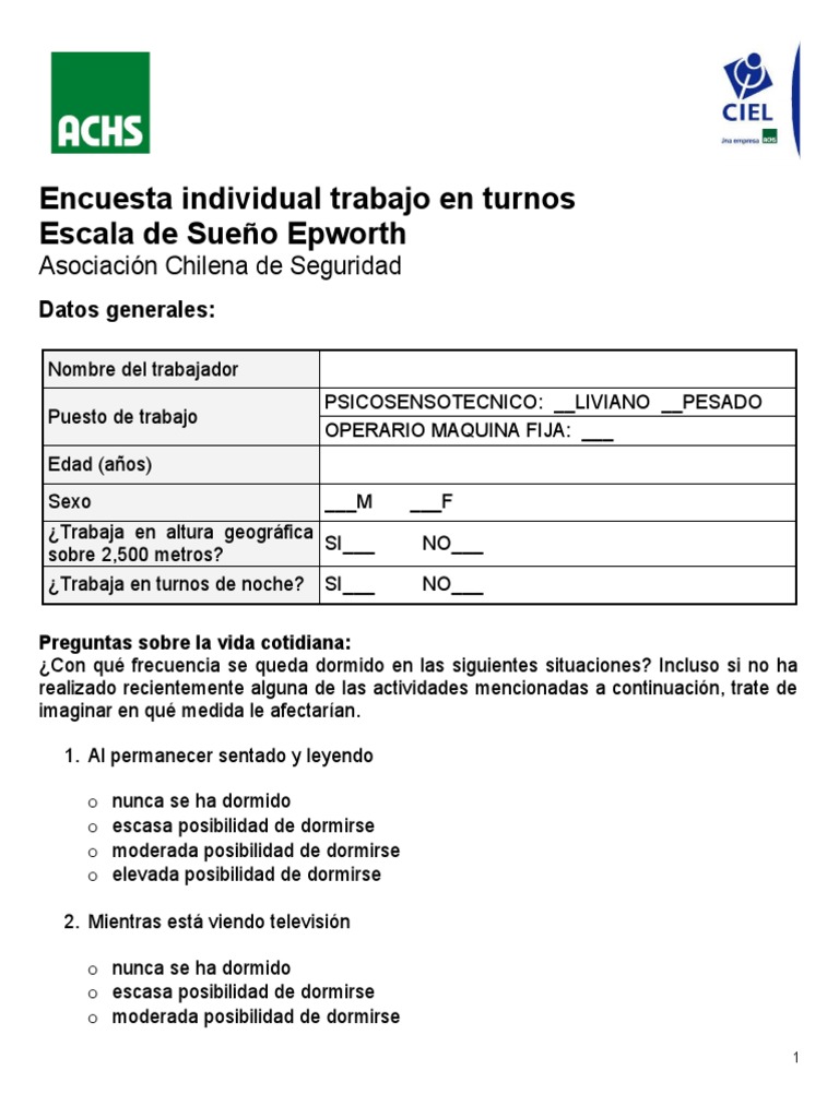 Escala Epworth | PDF